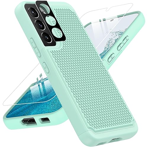 BNIUT for Samsung Galaxy S22 5G Case: Dual Layer Protective Heavy Duty Cell Phone Cover Shockproof Rugged with Non Slip Textured Back - Military Protection Bumper Tough - 6.1inch (Mint Green)