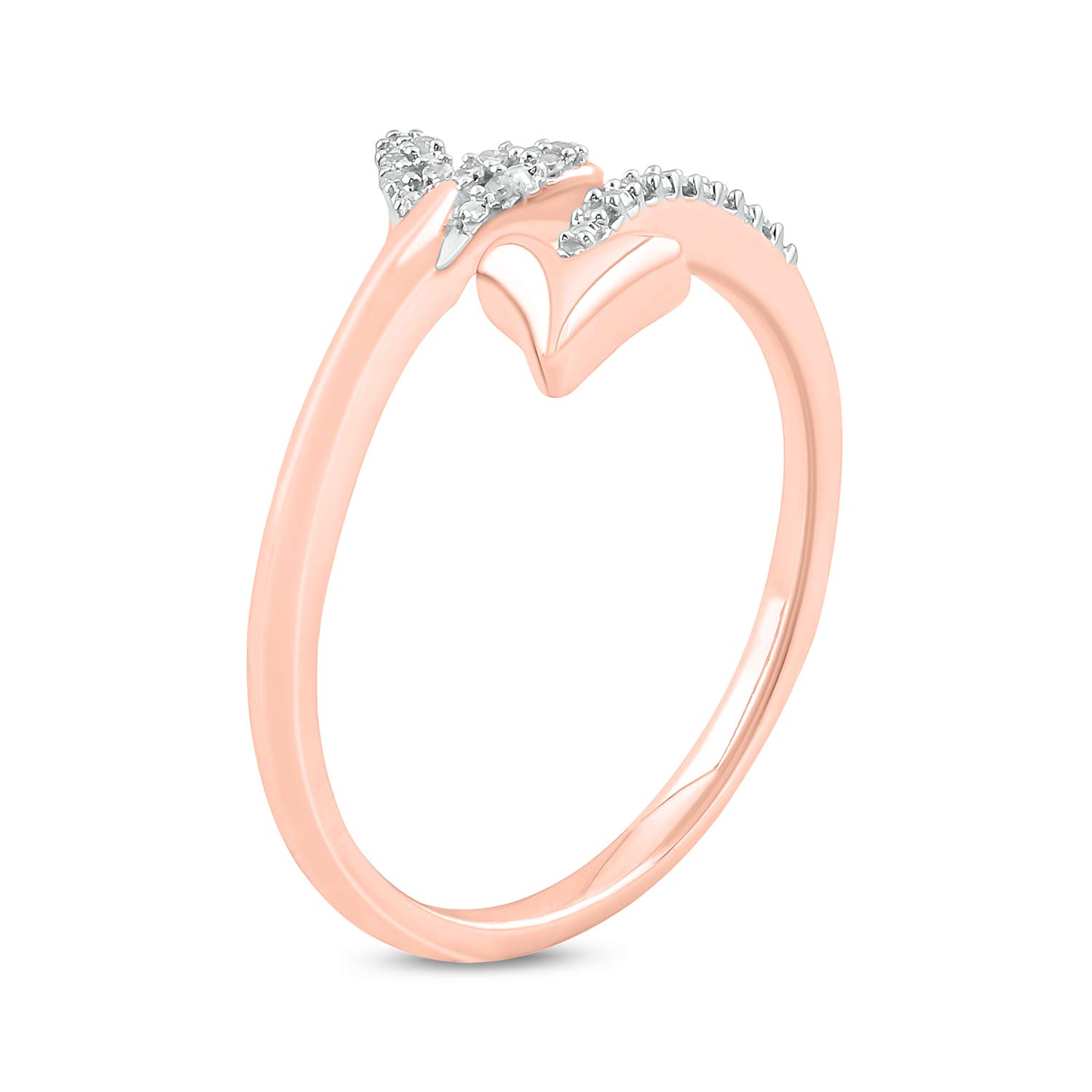 Cali Trove, 1/20cttw Diamond Arrow Ring for Women in 925 Sterling Silver, Women's Split Shank Diamond-Accented Arrow Ring with Round White Diamonds in Yellow Gold-Plated, Rose Gold-Plated or Sterling