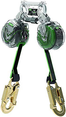 MSA 63111-00C V-TEC Mini Personal Fall Limiter - 6' (1.8m), Twin-Leg, Aluminum Swivel Carabiners (2) Anchorage Connection, Twin-Link Connector Harness Connection, Retractable Web Lanyard