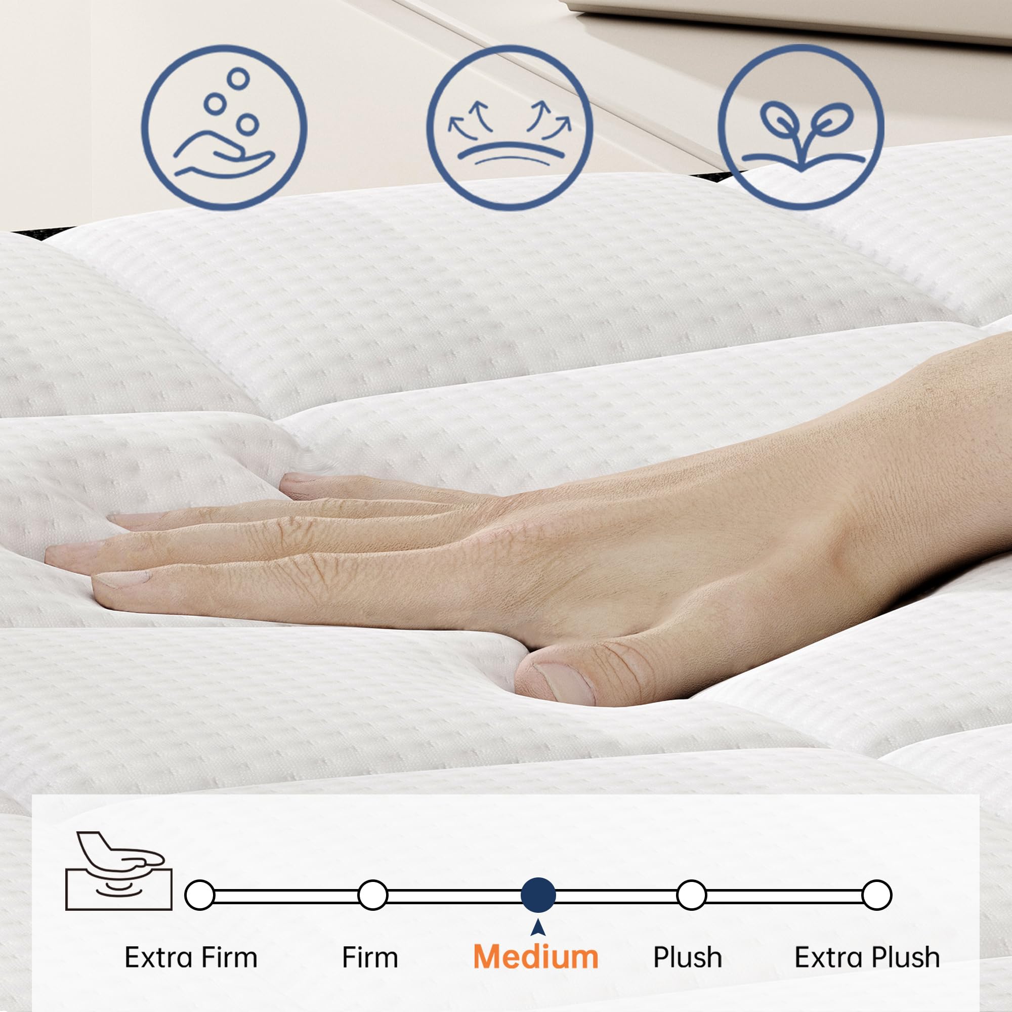 LETMOON Full Size Mattress, 12 Inch Hybrid Full Mattress, Medium Firm Mattress with Memory Foam and Pocket Springs, 3 Coils Strong Edge Support, Pressure Relief, Bed in Box