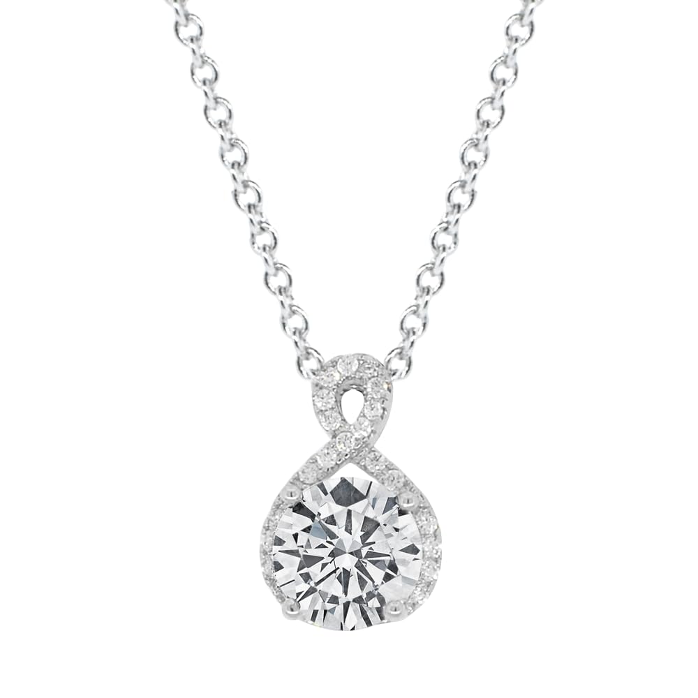 Cate & Chloe Alessandra 18k Gold Plated Pendant Necklace | Halo Infinity Silver Necklaces with Round Cut Cubic Zirconia, Fashion Necklaces for Women, Hypoallergenic Jewelry Necklaces for Girls