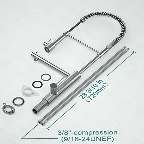 CWM Commercial Pull Down Kitchen Faucet with Sprayer-Modern High Arch Stainless Steel Kitchen Sink Faucets with Pre-Rinse Sprayer for Kitchen Sinks,Brushed Nickel,26.61inch