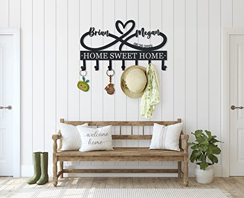 Personalized Key Holder for Wall, Metal Infinity Heart Key Hooks, Key Hooks for Wall, Coat Rack, Custom Name Key Rack, Key Holder Wall Hanging, Custom Name Key Rack, Wedding Housewarming Gift