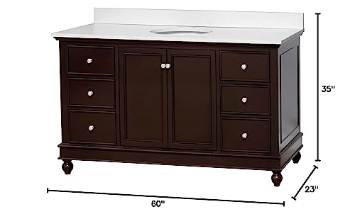 Kitchen Bath Collection Bella 60-inch Single Bathroom Vanity (Chocolate/Quartz): Includes Chocolate Cabinet with Stunning Quartz Countertop and White Ceramic Sink