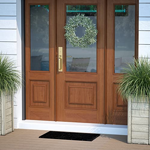 Flash Furniture Harbold Indoor/Outdoor Coir Doormat - Solid Black Fibers - 18" x 30" - Non-Slip Backing