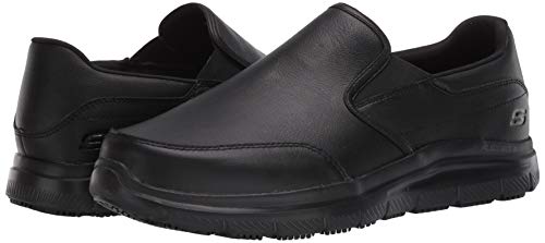 Skechers Men's Bronwood Food Service Shoe, Black Leather, 13