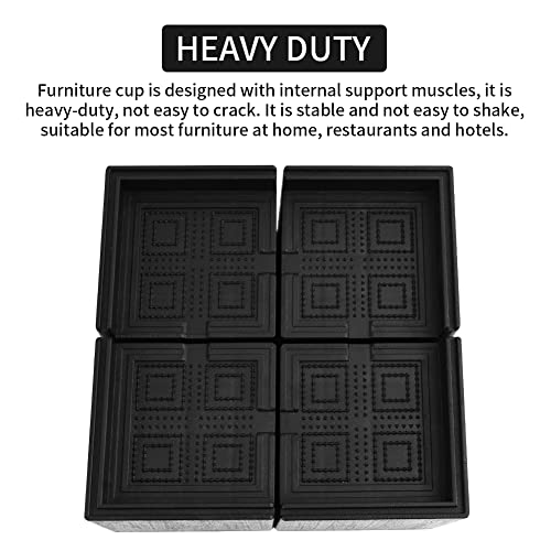 SELOTOKITER 4pcs Bed Risers,Heavy Duty Square Bedding Adjustable Bed Furniture Risers,L-Shaped Furniture Legs,Suitable for Beds,Sofas,Tables,Cabinets,Washing Machines,Refrigerators(Black)