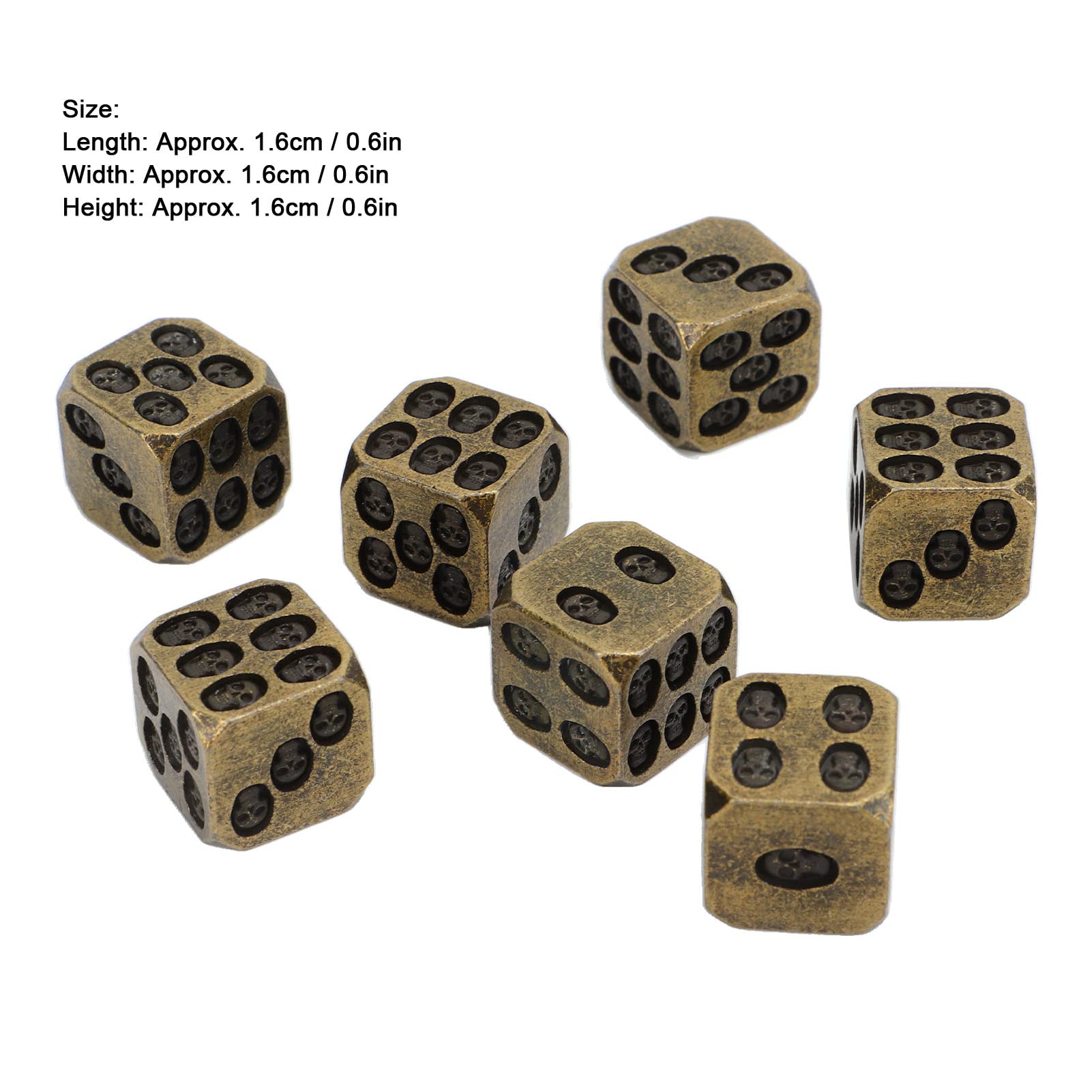 D6 Metal Dice Set, 6 Inlaid Skull Dice Set DND Dice Set with Gift Box 7 Pcs 6 Sided Polyhedral Metal Dice Set Portable Dungeons and Dragons Dice Set for DND RPG Pathfinder, Gifts(Bronze)
