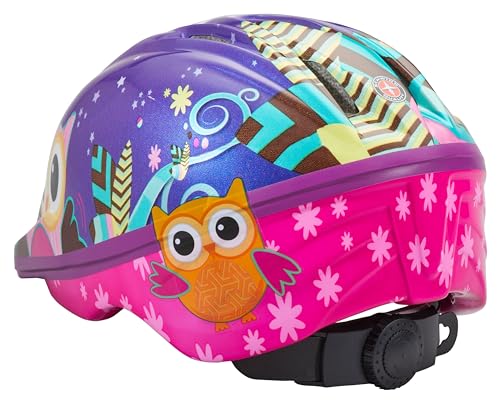 Schwinn Classic Toddler Bike Helmet for Boys Girls Age 3-5 Years Old, Suggested Fit 48-52 cm, Dial Fit, Full Range Padding, Extended Lower Shell, Integrated Visor, Crazy Owl