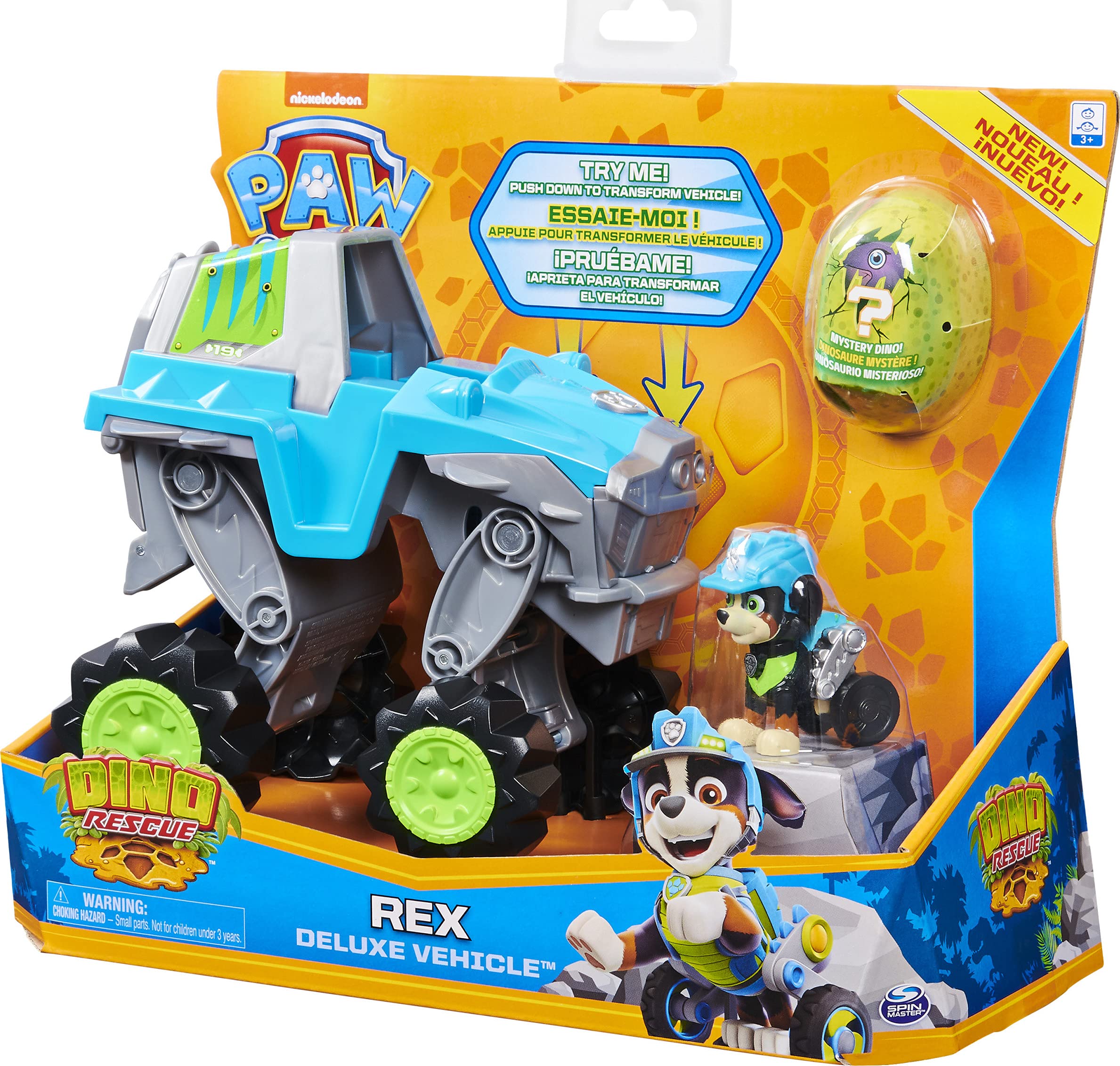 Paw Patrol, Dino Rescue Rex’s Transforming Vehicle with Mystery Dinosaur Figure