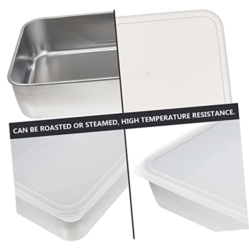 FURLOU Stainless Steel Bakeware Nonstick Bakeware Pizza Oven for Grill Bread Loaf Pan with Lid Dessert Baking Pans Cheese Baking Tray Nonstick Pizza Pan Fresh-keeping Box Bread Pan 1 Set Plate (Color