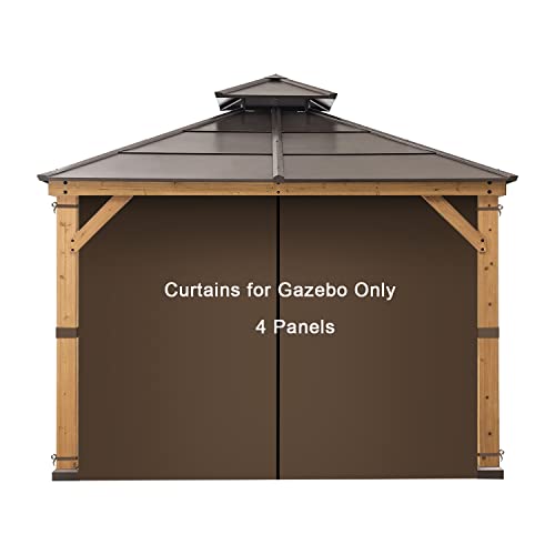 Garden Sunny 10-ft x 10-ft Gazebo Curtains,Privacy Sidewall Set 4-Panel Universal Replacement Shade Curtains Set,Protecting Side Walls (Only Curtain)- Brown