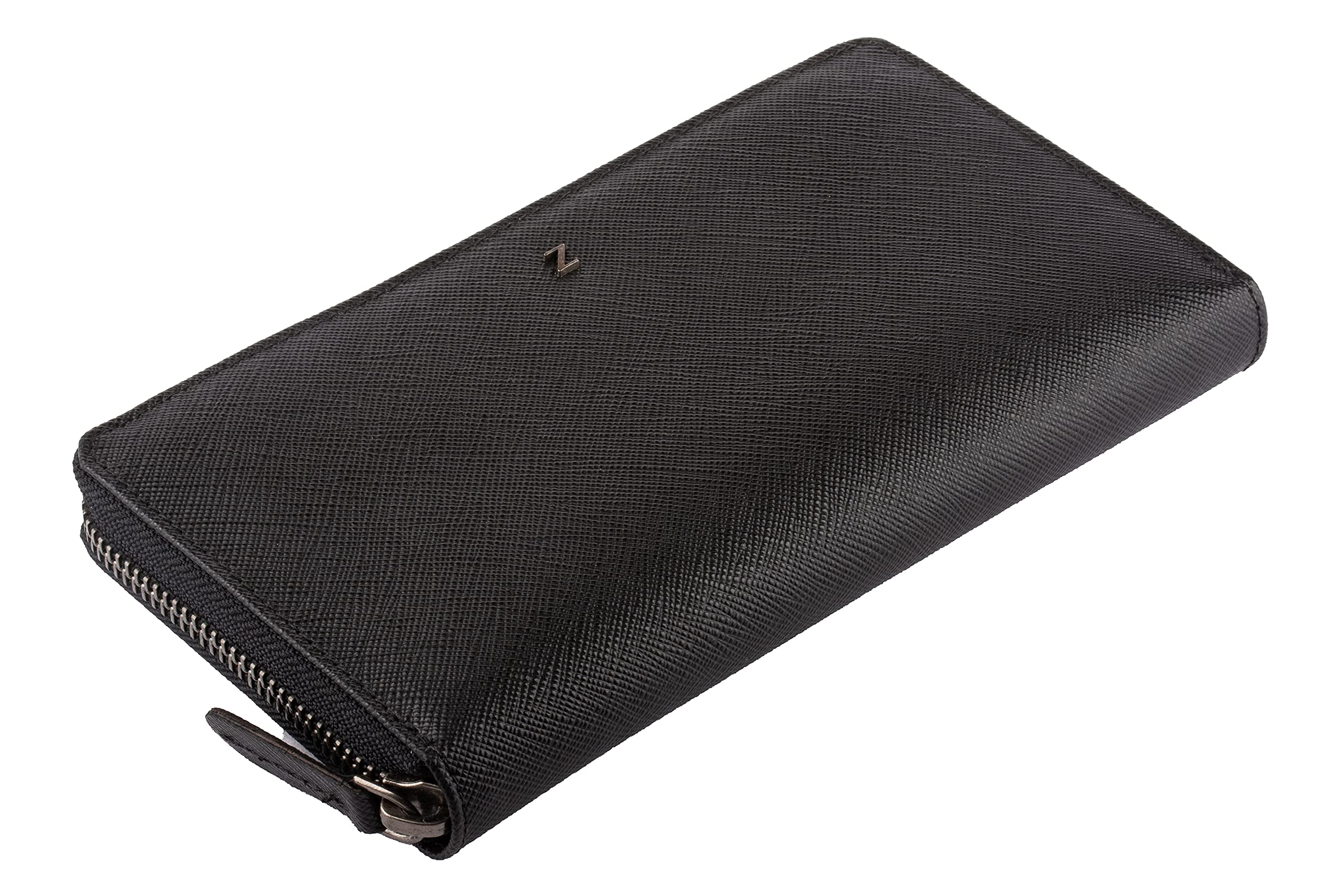Zinda Genuine Leathers Women’s Wallet Long Purse Zip Around RFID Protection (Black)
