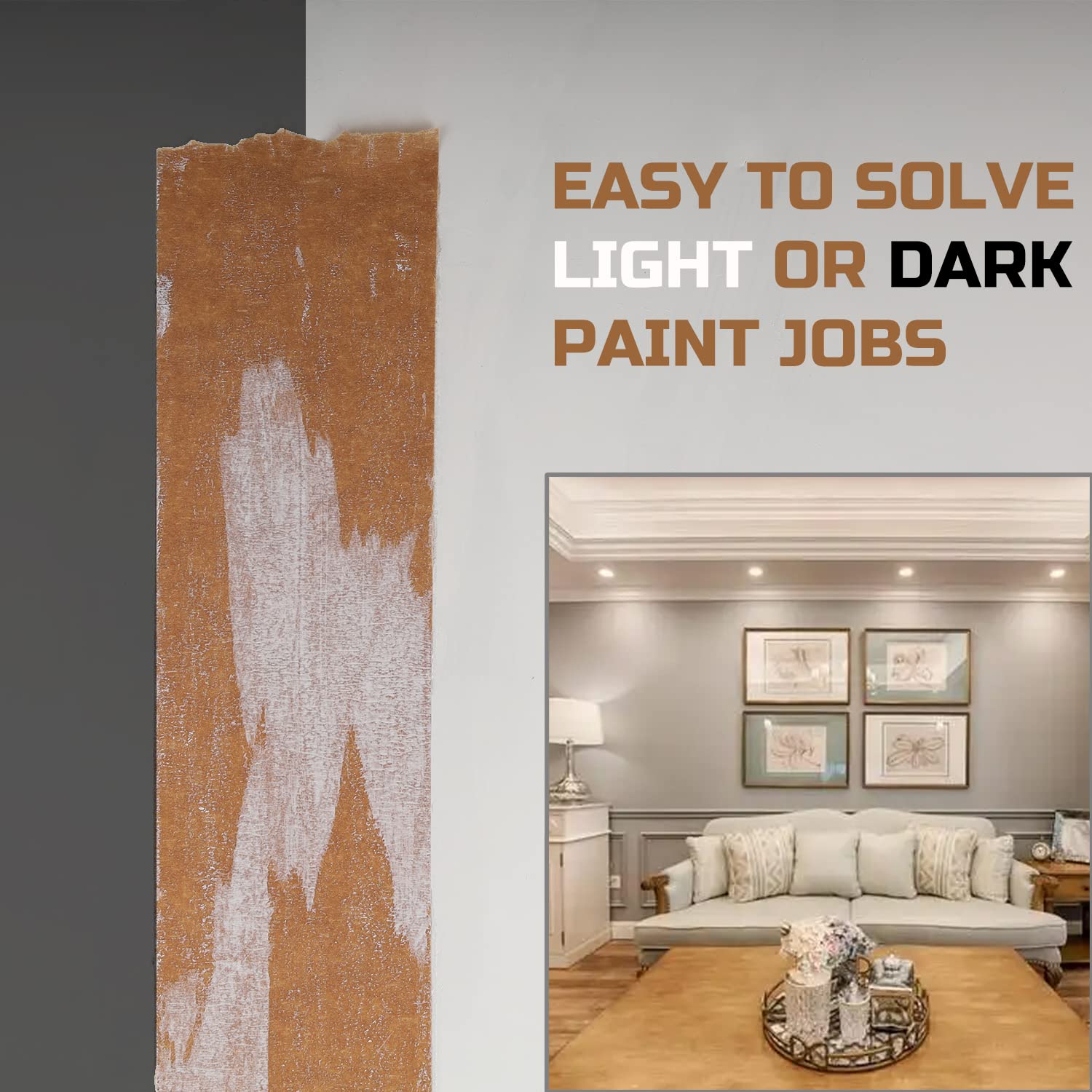Lichamp 3 Pack Brown Painters Tape 1 inch, Brown Masking Tape 1 inch x 55 Yards x 3 Rolls (165 Total Yards)