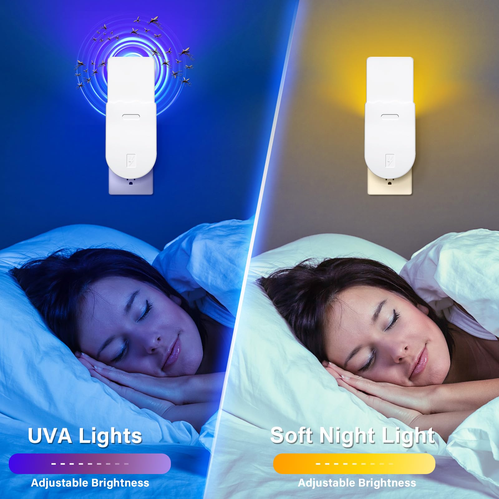 Flying Insect Trap for Indoors - Plug in Bug Catcher, Fruit Fly Traps with UV Attractant Catcher and Night Light for Gnats, Bugs, Mosquito, Flies, Fruit Flies, White, 1 Device+5 Glue Cards