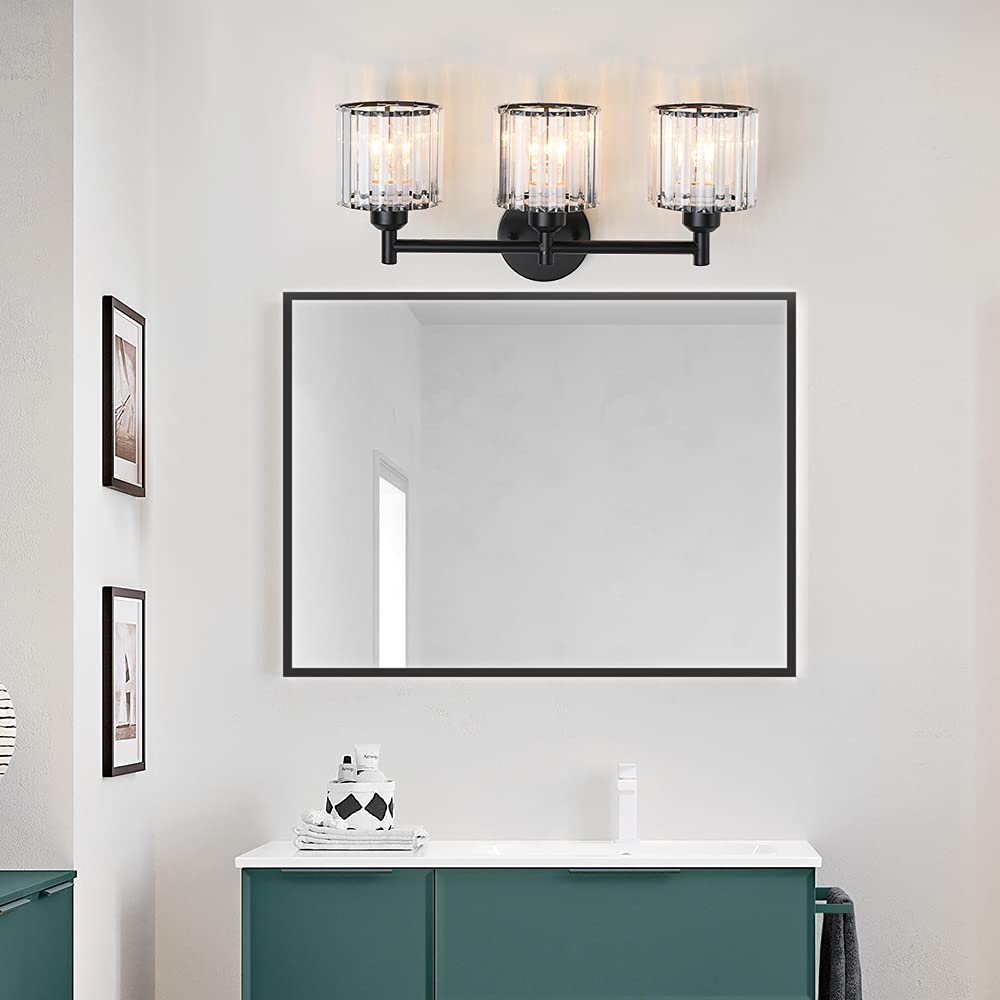CAFULAM Modern Black Bathroom Vanity Lights 3-Lights Modern Vintage Vanity Lighting Fixtures Over Mirror Modern Vanity Lights for Bathroom