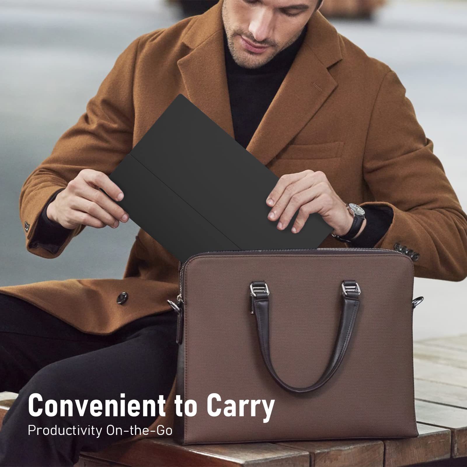 DECIONE Portable Monitor, 15.6 Inch 1080P FHD IPS USB C Second Laptop Screen, External Computer Display with Protective Case