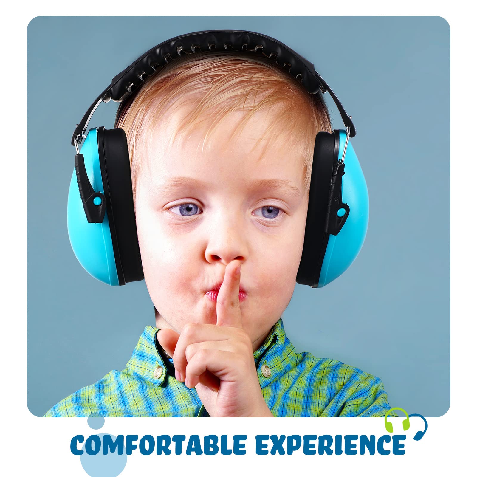 Chumia 2 Pcs Kids Ear Protection Noise Reduction Earmuff Adjustable Hearing Protection Earmuffs Kids Toddler(Blue, Green)
