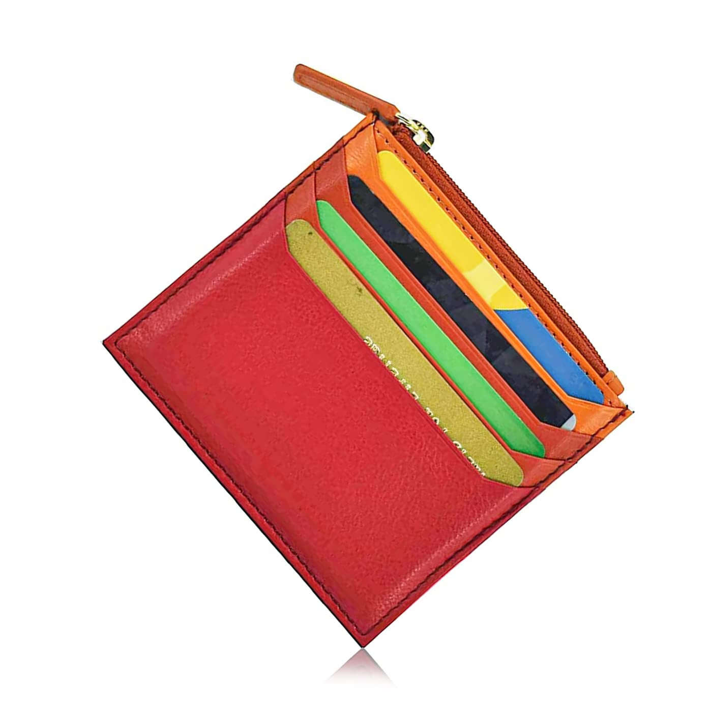 skyle Women secure Card Holder Wallet| Zipper Coin Pocket |Minimalist Mini Purse| RFID protection| 8 Credit Card Slots| Genuine Leather