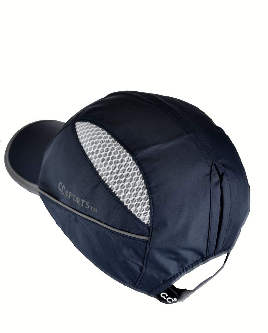 C.C Ponycap Messy High Bun Ponytail Water Resistant Adjustable Mesh Reflective Sporty Baseball Cap, Hot Pink