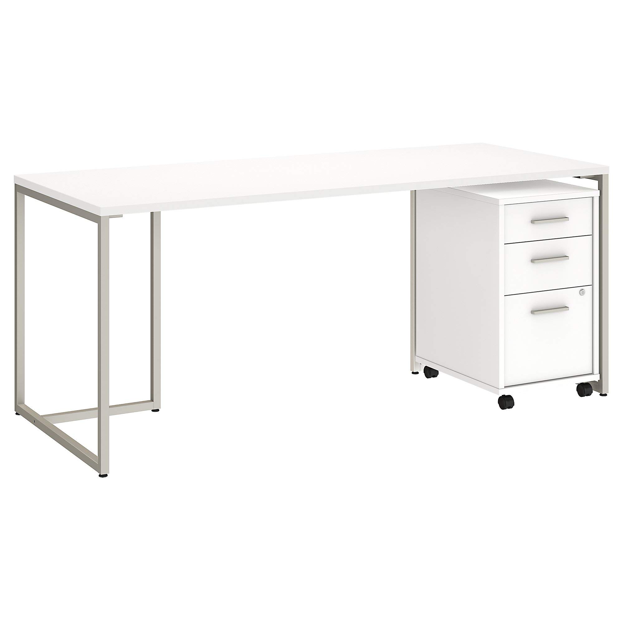 Bush Business Furniture Method Table Desk with 3 Drawer Mobile File Cabinet, 72W, Natural Maple