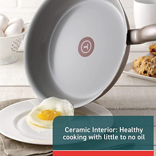 T-fal Initiatives Ceramic Nonstick Cookware Set 14 Piece Award Winning, Pots and Pans Gold