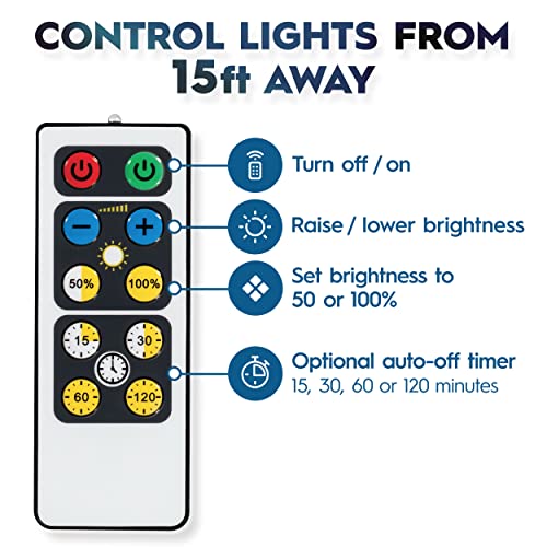 Brilliant Evolution Wireless LED Under Counter Lights 4 Pack with 2 Remote Controls, Under Counter Light Fixtures, Touch Light - Battery Operated Lights with Remote (4pk, 80 Lumens)