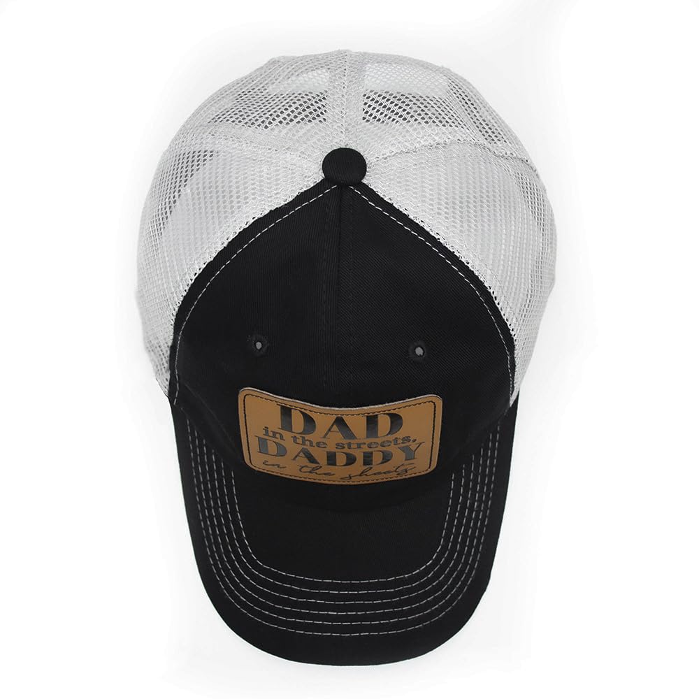 Dad in The Street Daddy in The Sheets Hat Funny Dad Leather Patch Hats Best Gifts for Men Outdoor Baseball Cap