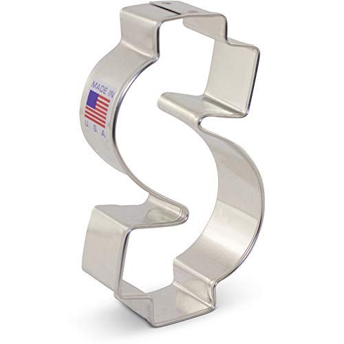 Dollar Sign Cookie Cutter, 3.75" Made in USA by Ann Clark