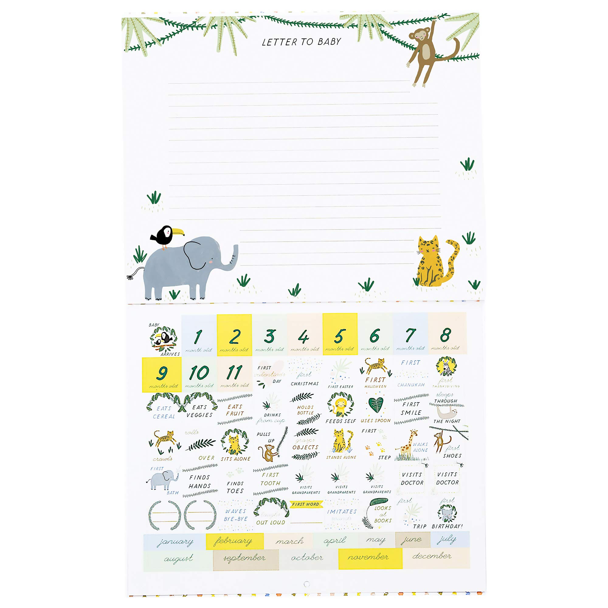 C.R. Gibson BA3-22583 Cute Elephants ''Wild About You'' Gender Neutral First Year Baby Calendar, 11'' W x 18'' H