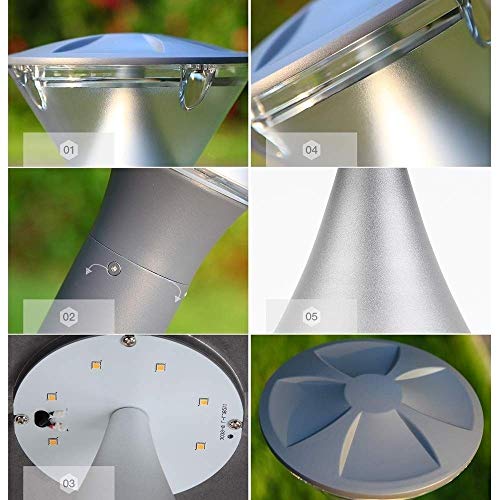 ZMY Modern Simple Grey Waterproof Pillar Light Outdoor LED Anti-Rust Aluminum Post Lighting PC Lawn Garden Home Column Lantern Villa Decorative Pathway Fixture E27 Edison