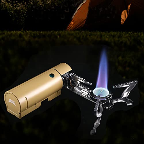 BRS Portable Butane Stove Foldable Camping Home Gas Burner with Carrying Bag (BRS-99) (Khaki)
