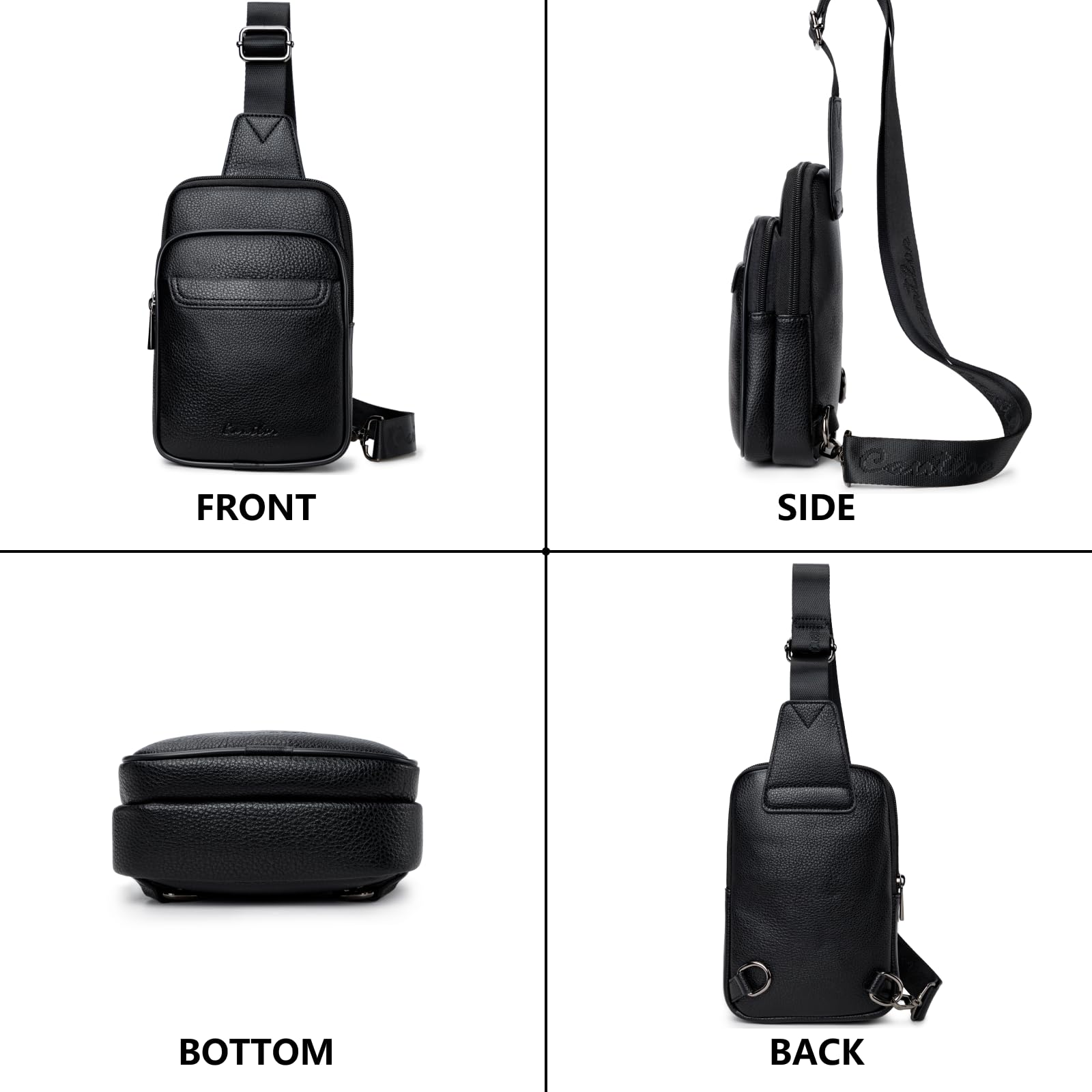 CANTLOR Small Leather Sling Bag Backpack for Men Crossbody Bag Fanny Pack Casual Hiking Travel Daypack