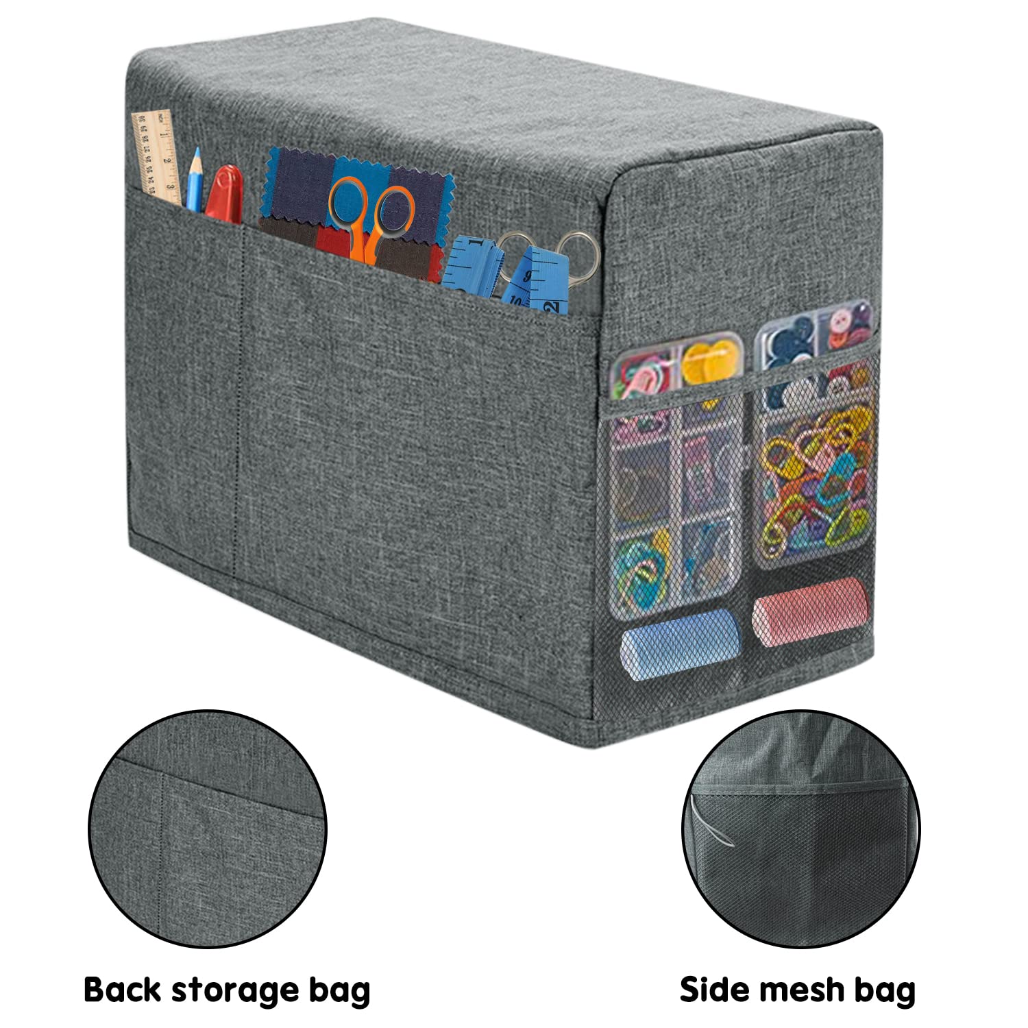 Boczif Sewing Machine Cover, Protective Cover with Essentials Storage Pockets, Sewing Machine Cover Dust Cover Compatible with Most Standard Singer Brother Machines and Accessories