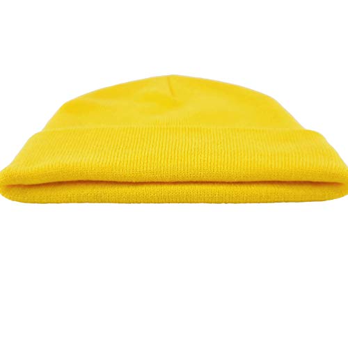 BRUCERIVER Classic Knit Elasticity Beanie Cap Hats for Men & Women (Lemon Yellow)