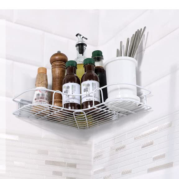 Homcity Corner Shower Caddy 1-Pack Adhesive Shower Organizer Bathroom Organizer, Rustproof Shower Rack Storage for Bathroom,Dorm and Kitchen, No Drilling (White)