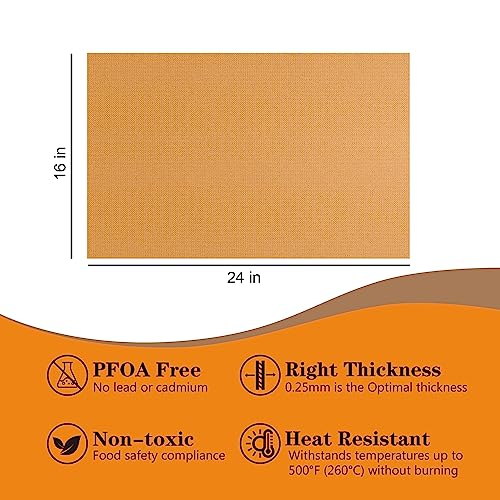 UBeesize 2 Pack Large Copper Oven Liners for Bottom of Oven BPA and PFOA Free,16"x24" Thick Heavy Duty Non Stick Teflon Oven Mats for Electric, Gas, Toaster,Convection, Microwave Ovens and Grills
