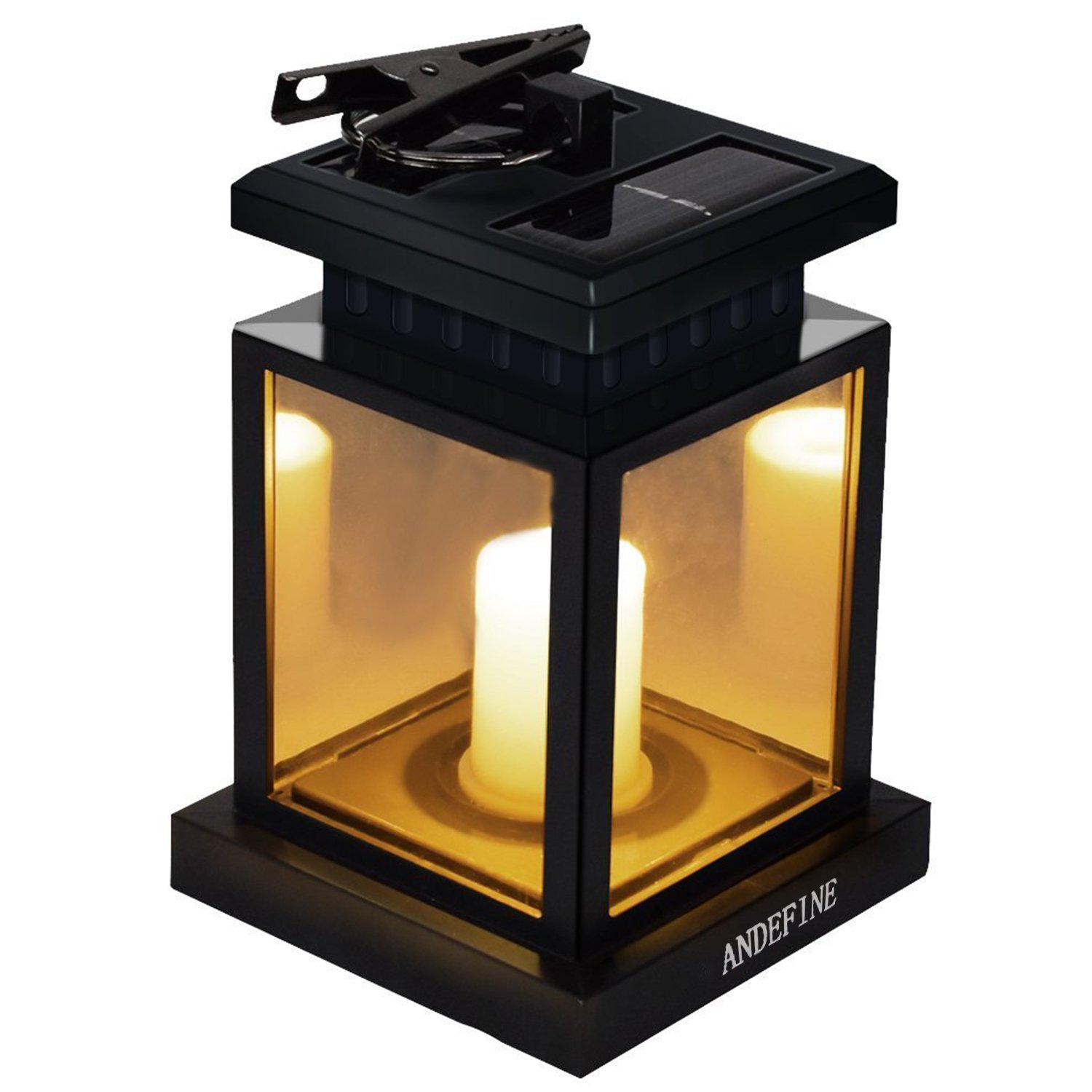 Patio Umbrella Lights - ANDEFINE Outdoor LED Solar Lanterns Waterproof Candle Lamps Decorated in Garden Porch Lawn (Yellow Light, Pack of 1)