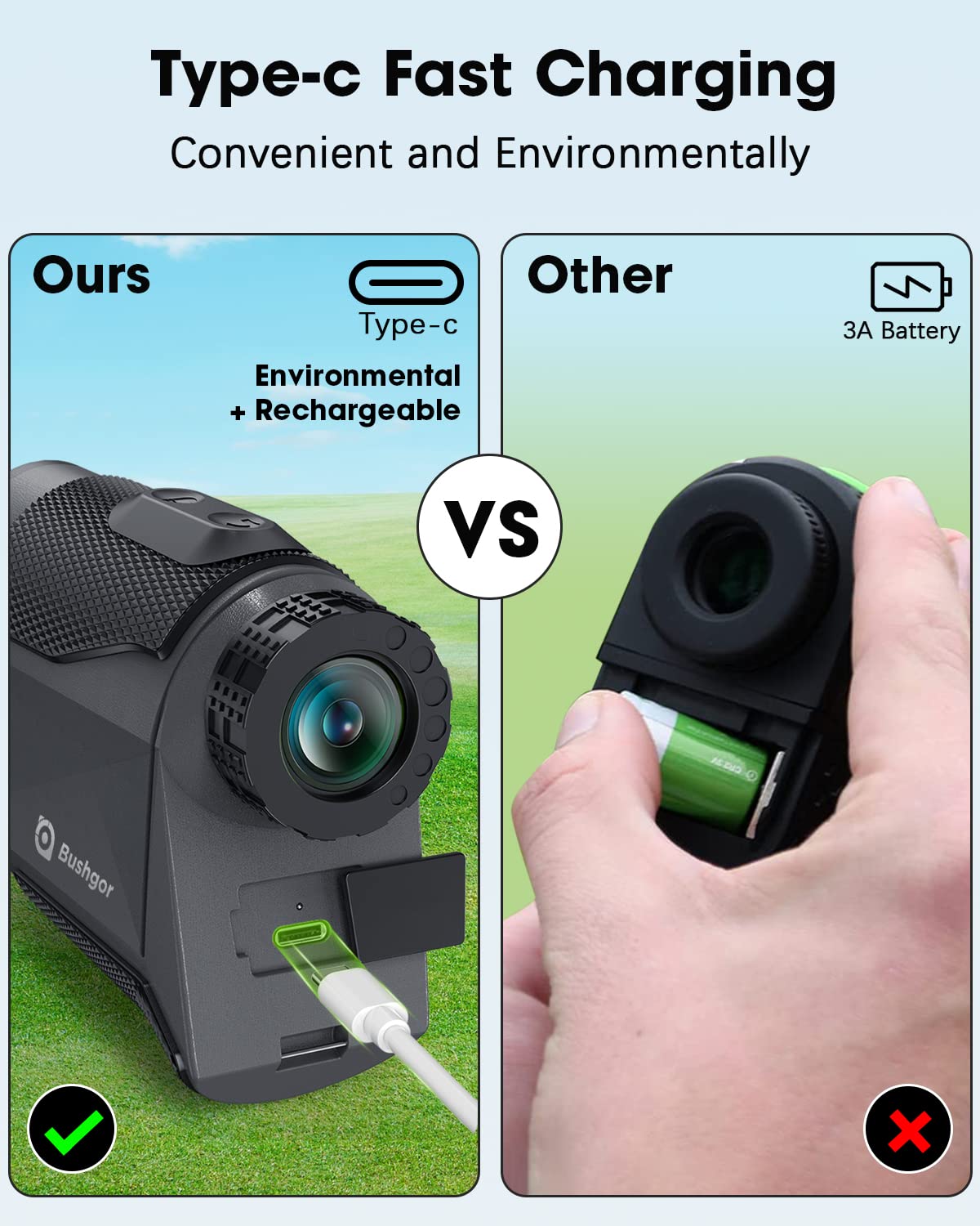 Bushgor Laser Golf Rangefinder with Slope Measurement - Laser Rangefinders with Flag Pole Locking Vibration Function, Golf Distance Rangefinder Gift for Men, Gray, K600G, 5.94x4.13x2.32 inch
