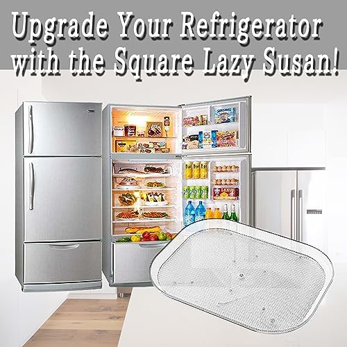 Square Lazy Susan for Refrigerator, Lazy Susan Turntable Organizer for Refrigerator, 15.67'' Countertop Condiment Storage Rack, for Kitchen, Pantry, Cabinet, Dining Table, Refrigerator