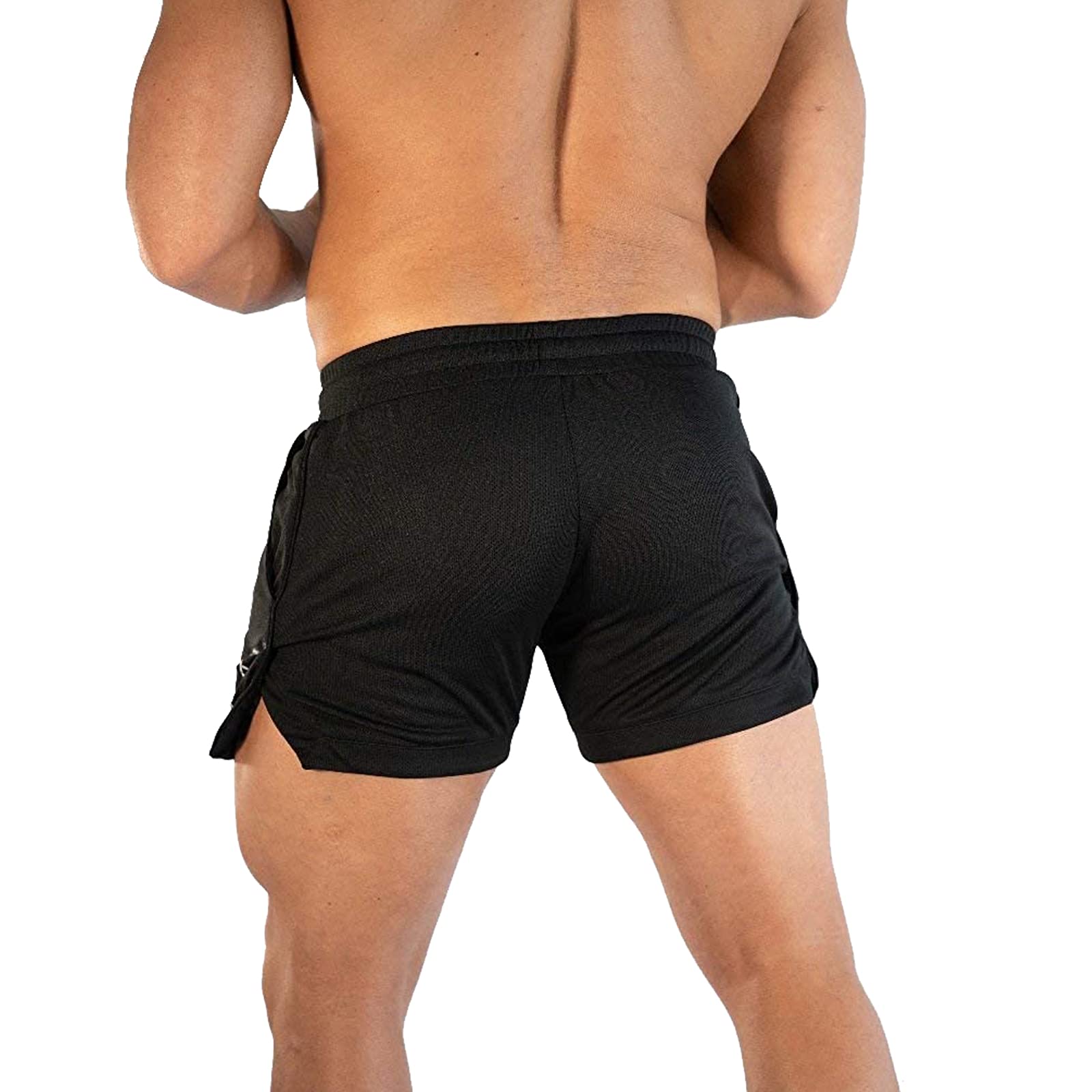 CEHT Mens Athletic Shorts Quick Dry Bodybuilding Mens Workout Shorts Gym Shorts for Men with Pockets Black