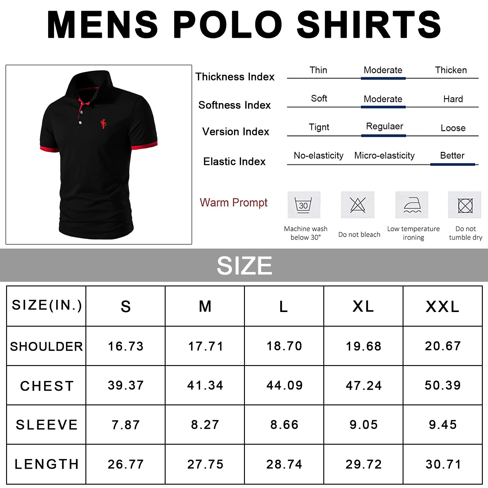 CEHT Mens Polo Shirts Long Sleeve Cotton Golf Shirts for Men Slim Fit Casual Tops Navy