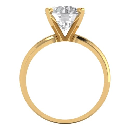 Clara Pucci 2.5 ct Round Cut Genuine Lab Grown Diamond VS1-VS2 18K Yellow Gold Solitaire Bridal Wedding Engagement Designer Ring size 6