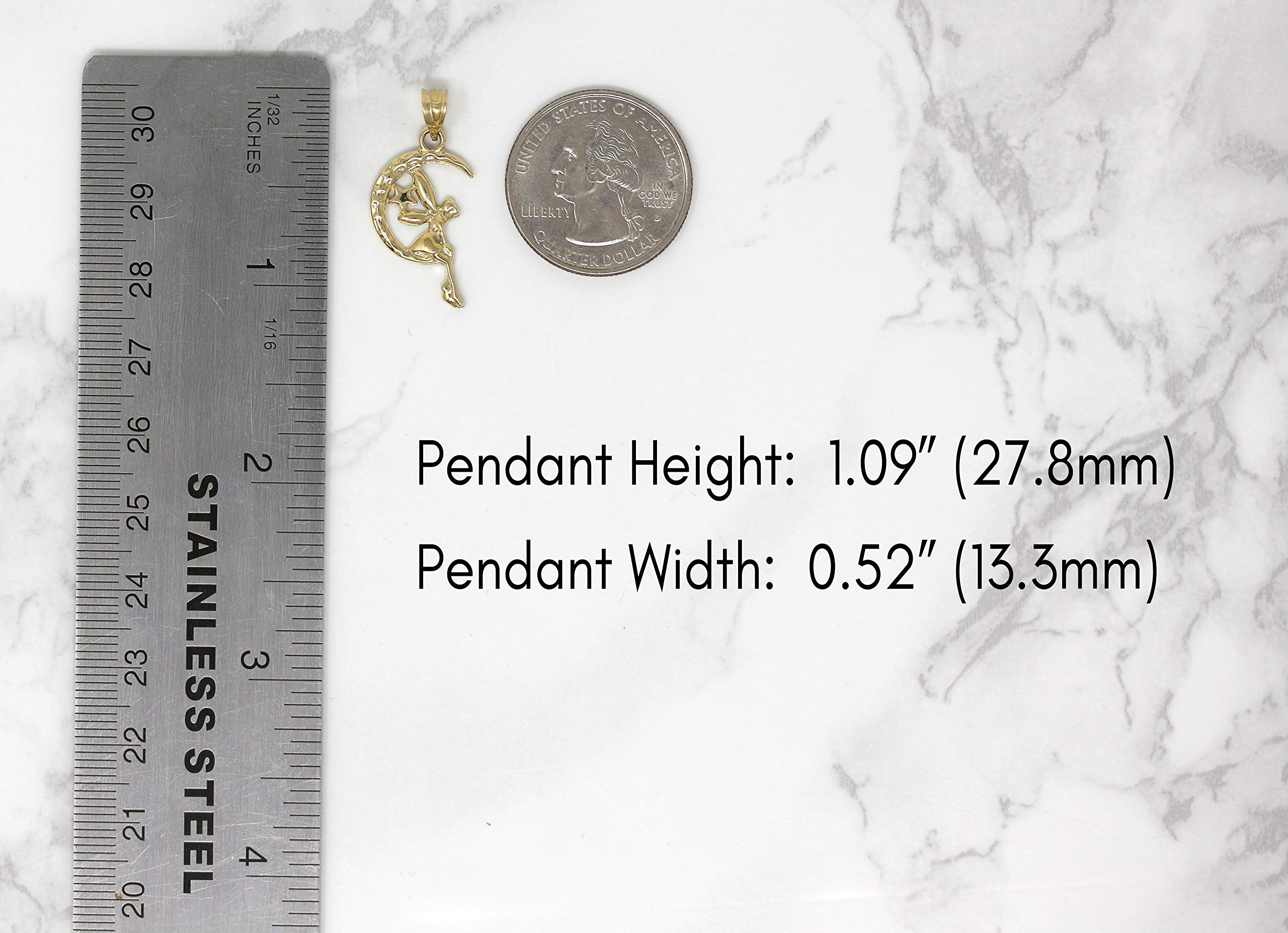 CaliRoseJewelry 14k Tinkerbell Fairy Tale on The Moon Charm Pendant in Yellow Gold