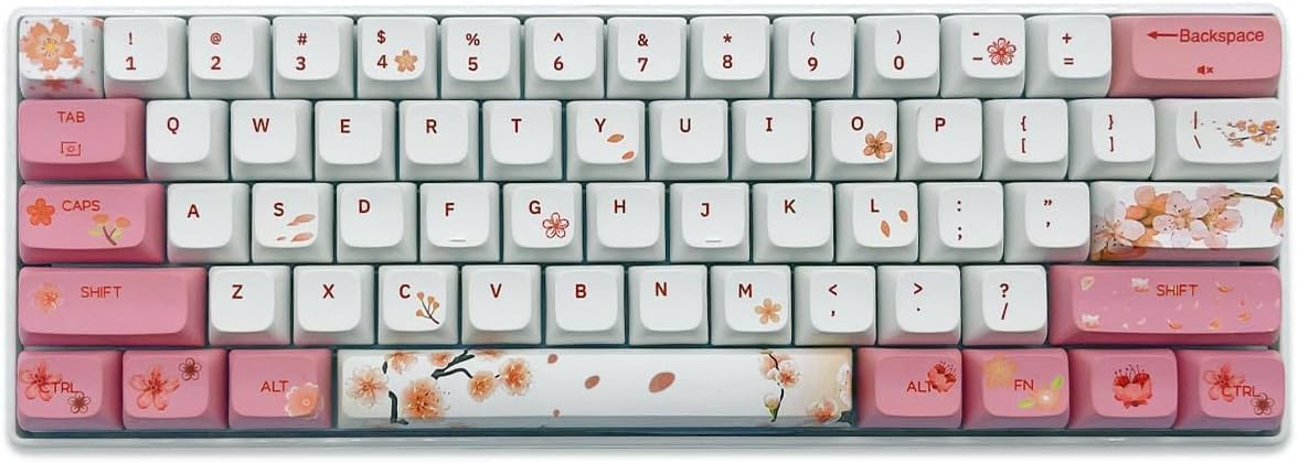 BOYI 61 Mini Mechanical Keyboard, Mini RGB PBT Keycap Cherry MX Switch 60% Compact RGB Mechanical Gaming Keyboard (Cherry MX Blue Switch, Miami Color)