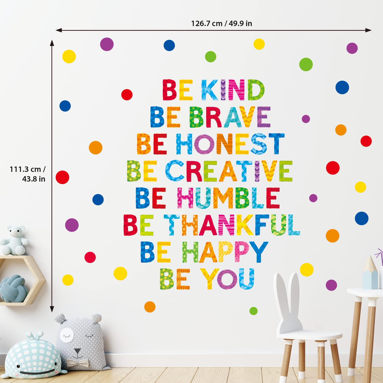 DECOWALL SG-2204 Be Kind Wall Decals Stickers Kids Removable Nursery murals Inspirational Classroom Children Words Quotes Room Window School Bathroom playroom Nurse Office Decorations Motivational