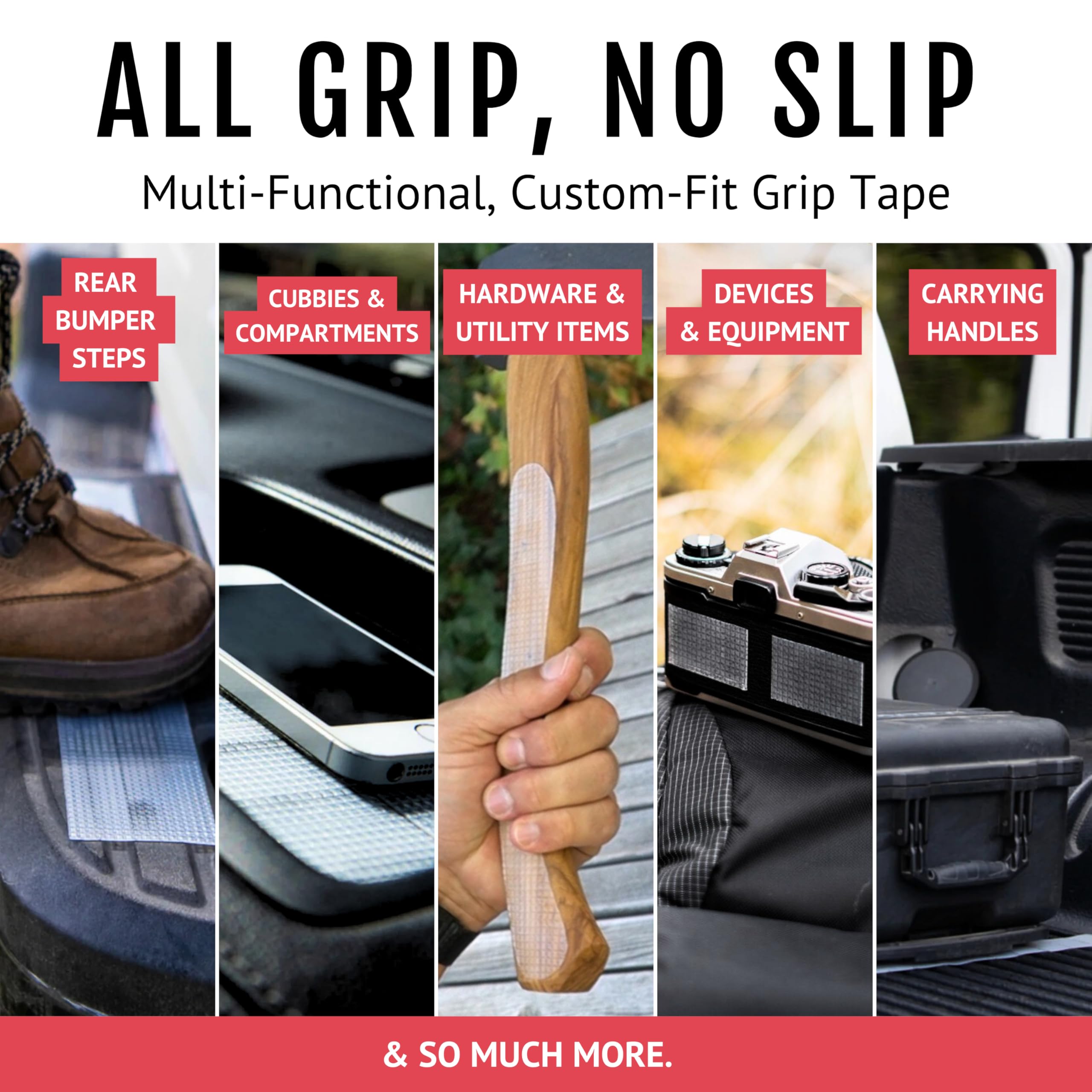 CATTONGUE GRIPS Non-Abrasive Anti Slip Grip Tape β 2β Thick Heavy Duty Tape for Indoor & Outdoor, Customizable, Waterproof, & Durable Anti-Slip Tape (Clear, 20ft)