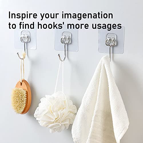 JIQGOZBAN 10 Packs Adhesive Command Hooks, Heavy Duty Wall Hook for Hanging, Waterproof Stick on Hooks for Keys Pictures Bathroom Shower Outdoor Kitchen Door Curtain Rods No Drilling 13lb(Max)