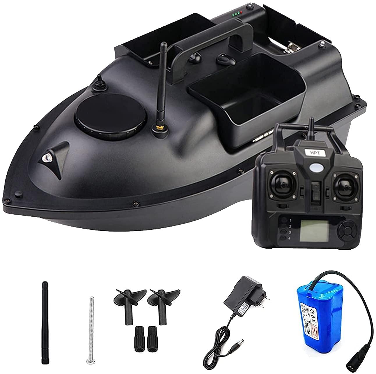 CICOLO 500M 3 Hoppers GPS Fishing Bait Boat -Fishing Bait Boat Fish Finder -2Kg Loading 500M Remote Control Double Motor Night Light,with Sonar Sensor,Handbag