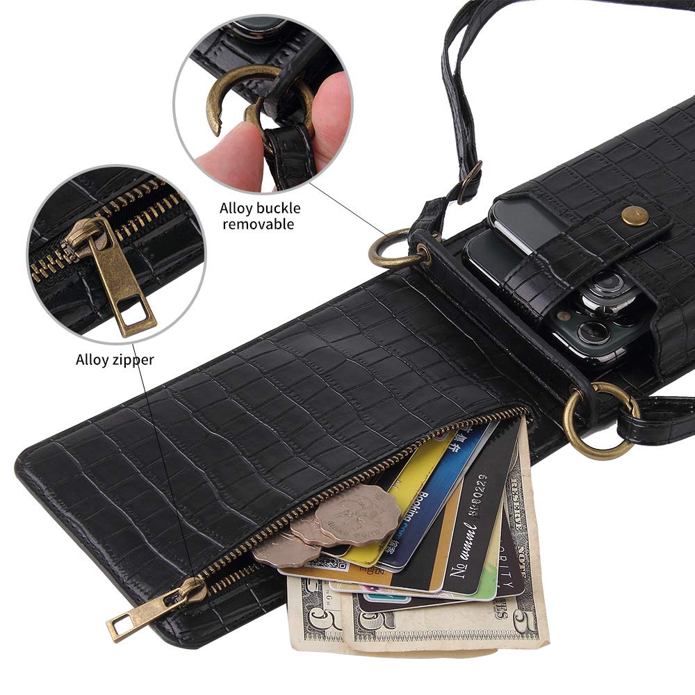 Small Crossbody Phone Bag Shoulder Bag Card holder Wallets Purse for Women & Girls (D2 Black - Touch Screen)